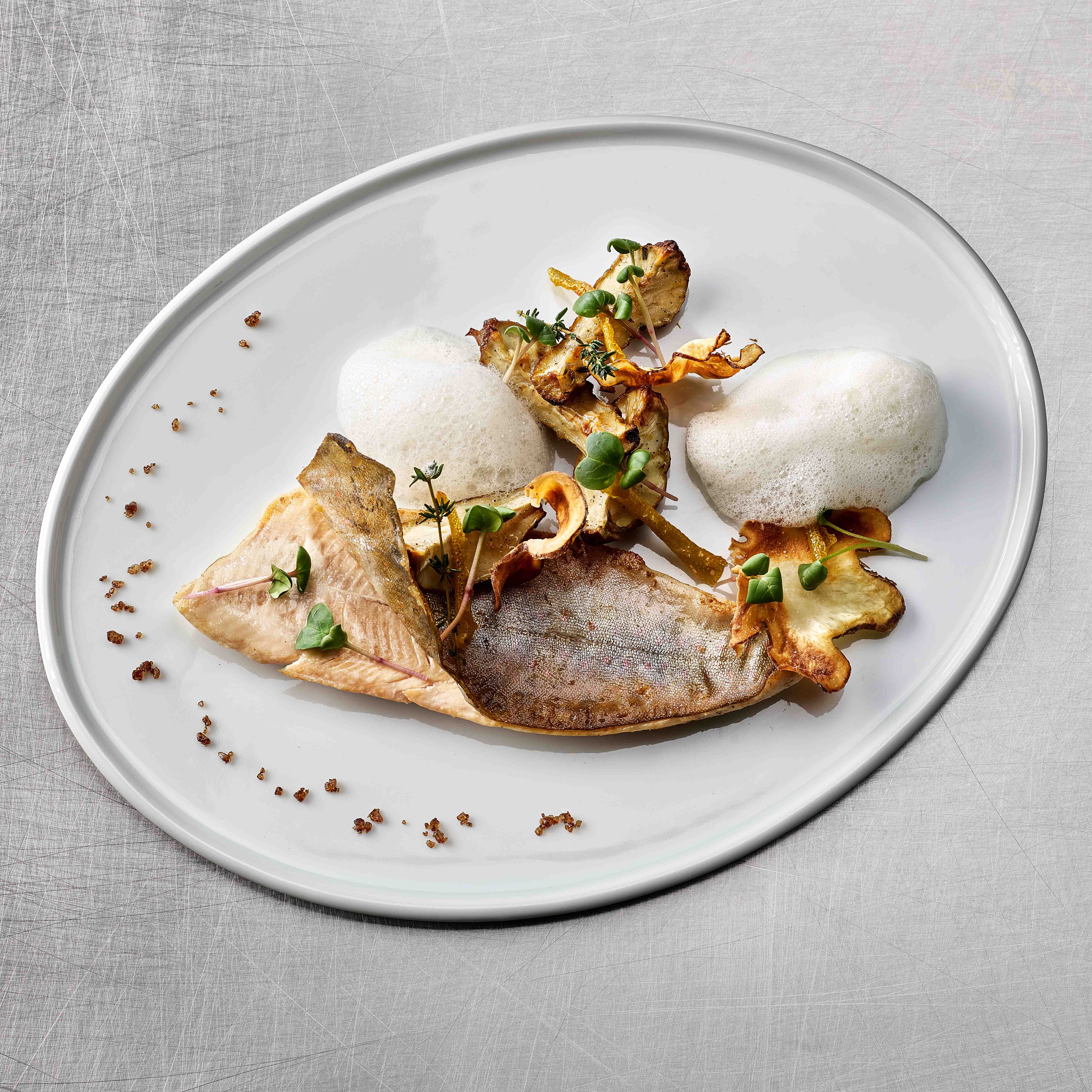 Omble chevalier | Beurre au sel fumé | Topinambour | Transgourmet